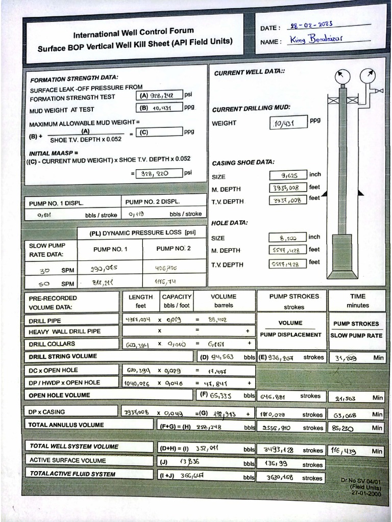 Hoja de Matado de Pozo | PDF