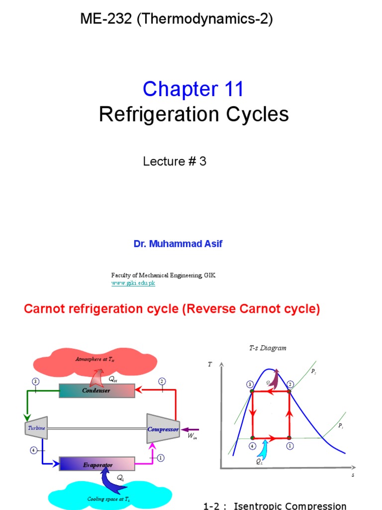 Lecture 3 Capter 11 (Refrigeration Cycle) | PDF