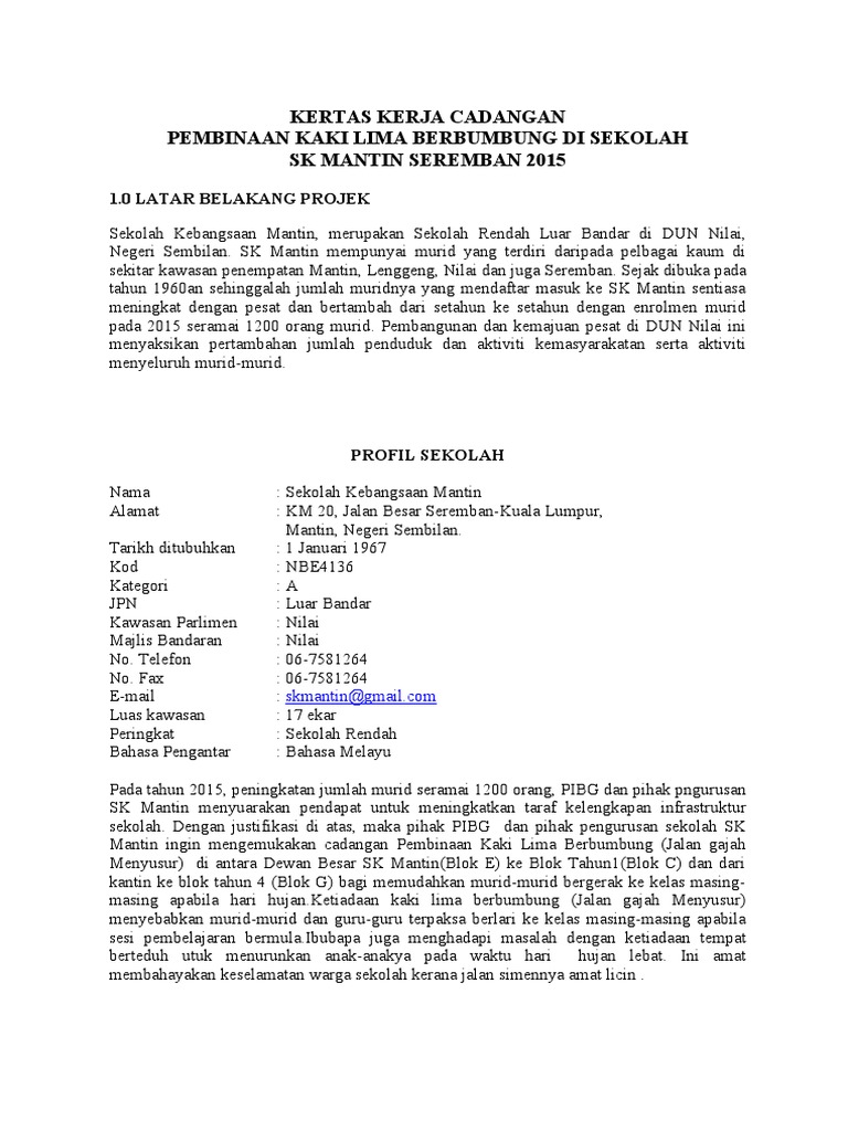 Kertas Kerja Menurap Tar Di Kawasan Sekolah. | PDF