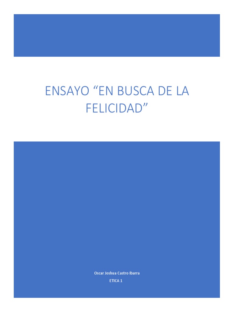 Ensayo en Busca de La Felicidad | PDF
