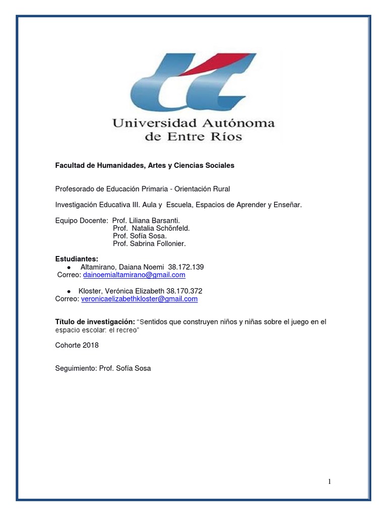 VF - Altamirano - Kloster - Prof. Educ. Primaria O.R - Almafuerte - Cohorte 2018 PDF | PDF ...