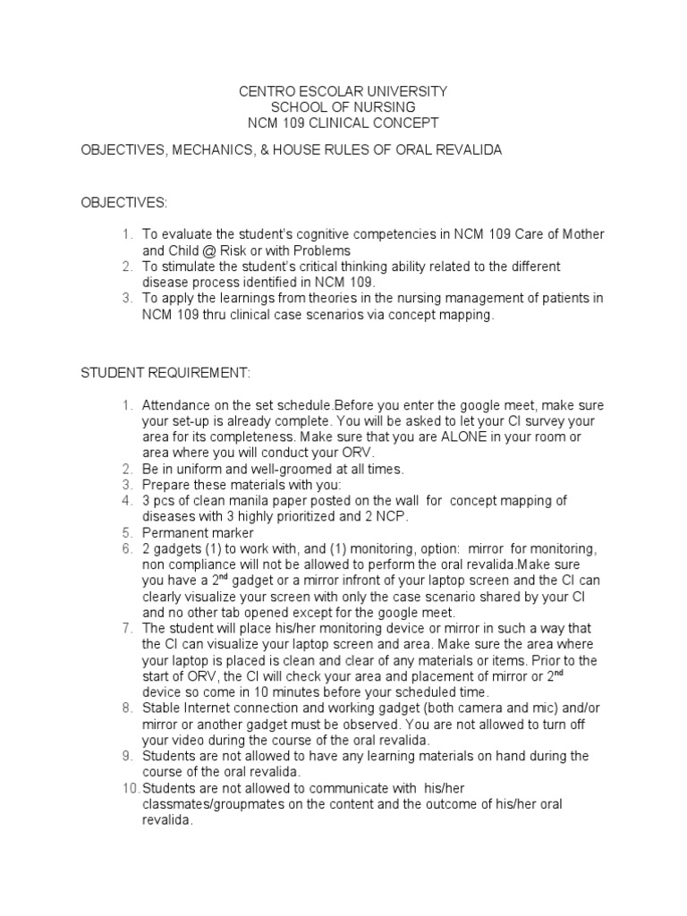 Oral Revalida Mechanics | PDF | Learning | Cognition