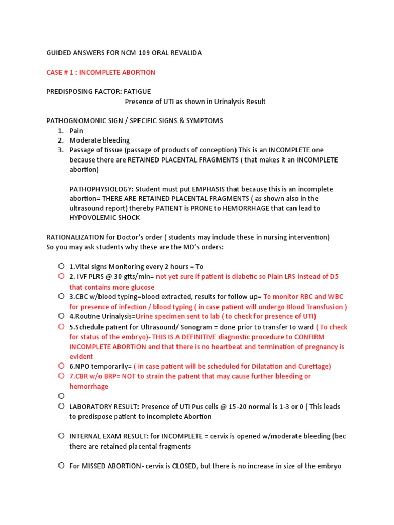 Guided Answers For NCM 109 Oral Revalida | PDF | Preterm Birth | Childbirth