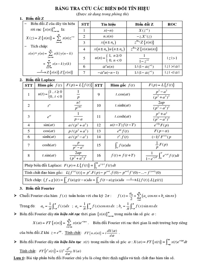 Bang Cong Thuc Bien Doi Tin Hieu PDF | PDF