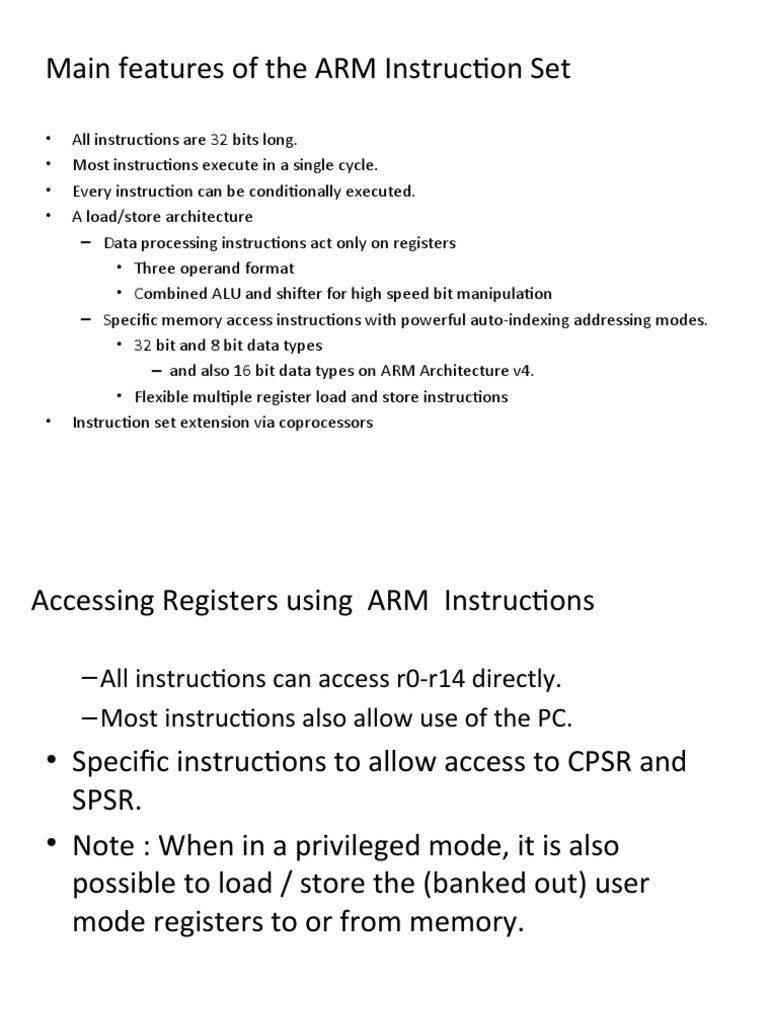 An In-Depth Look at the Powerful ARM Instruction Set | PDF | Computer Hardware | Central ...