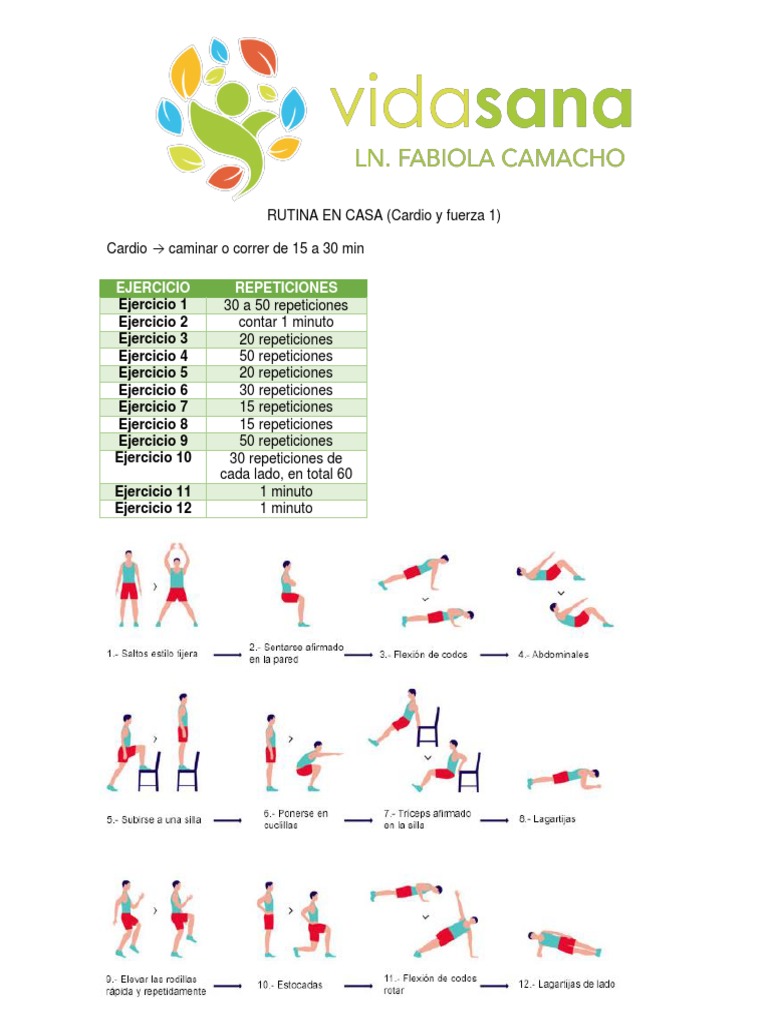 Rutina Cardio y Fuerza en Casa | PDF | Salud y bienestar