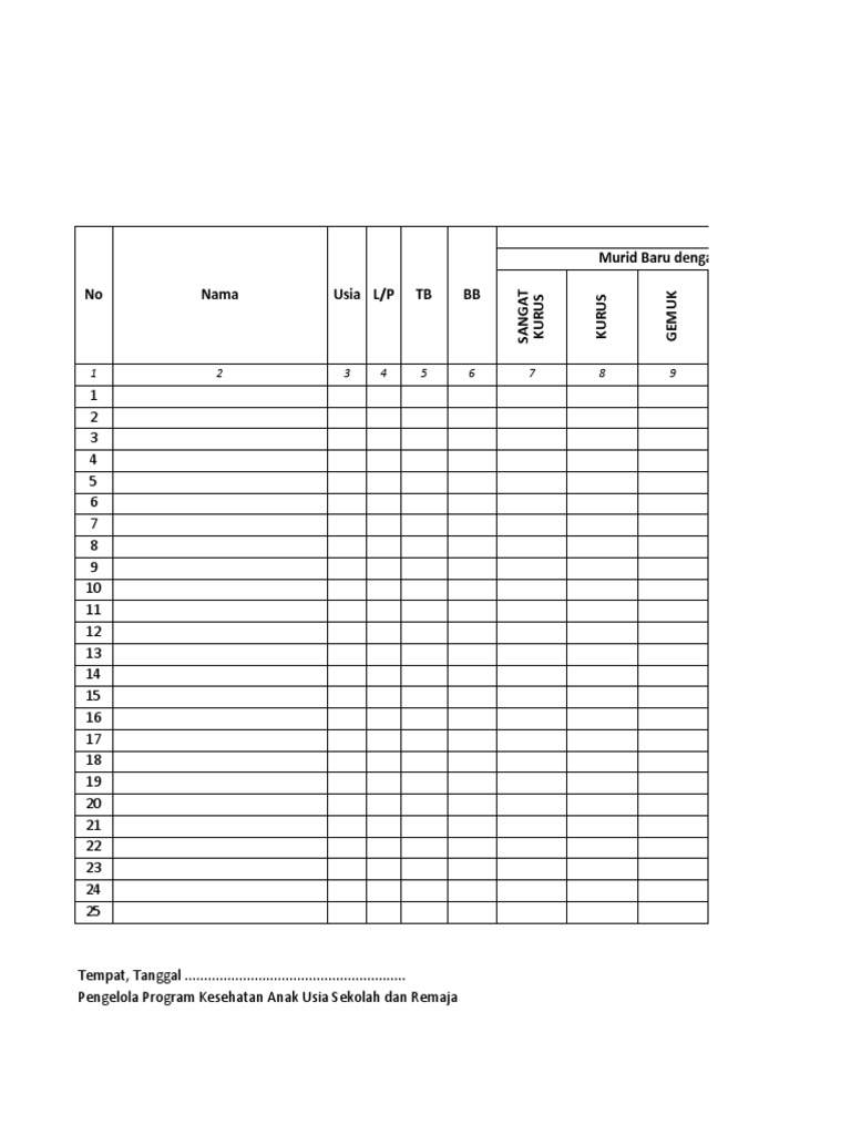 Form Penjaringan Kesehatan | PDF