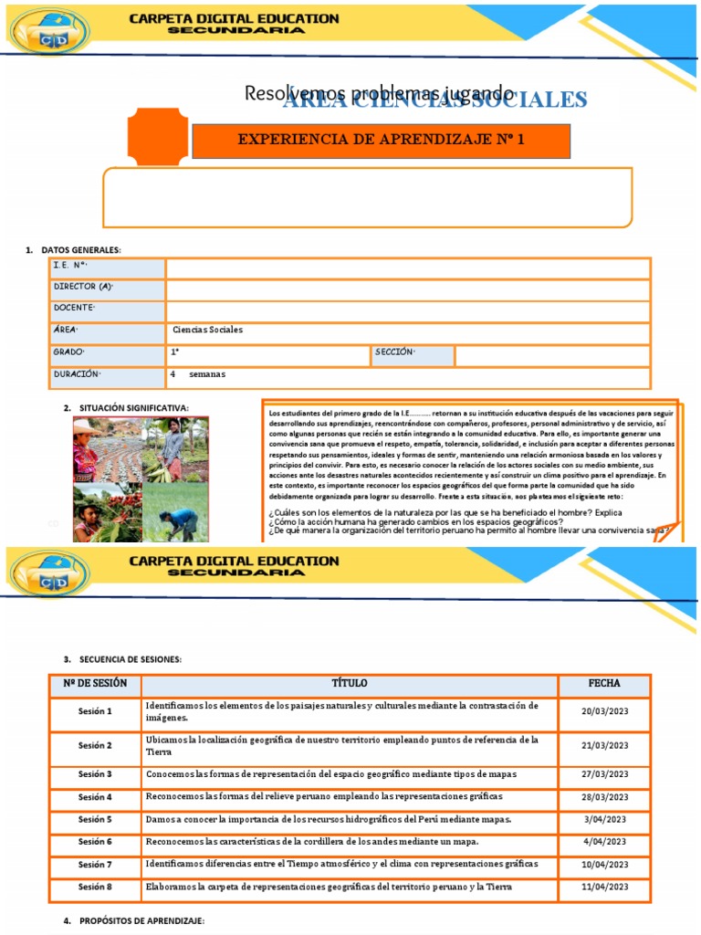 1º Experiencia de Aprendizaje - Exp. 01 - CCSS | PDF | Mapa | Aprendizaje