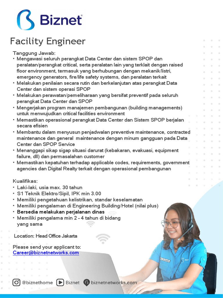 Lowongan Facility Engineer di Biznet | PDF