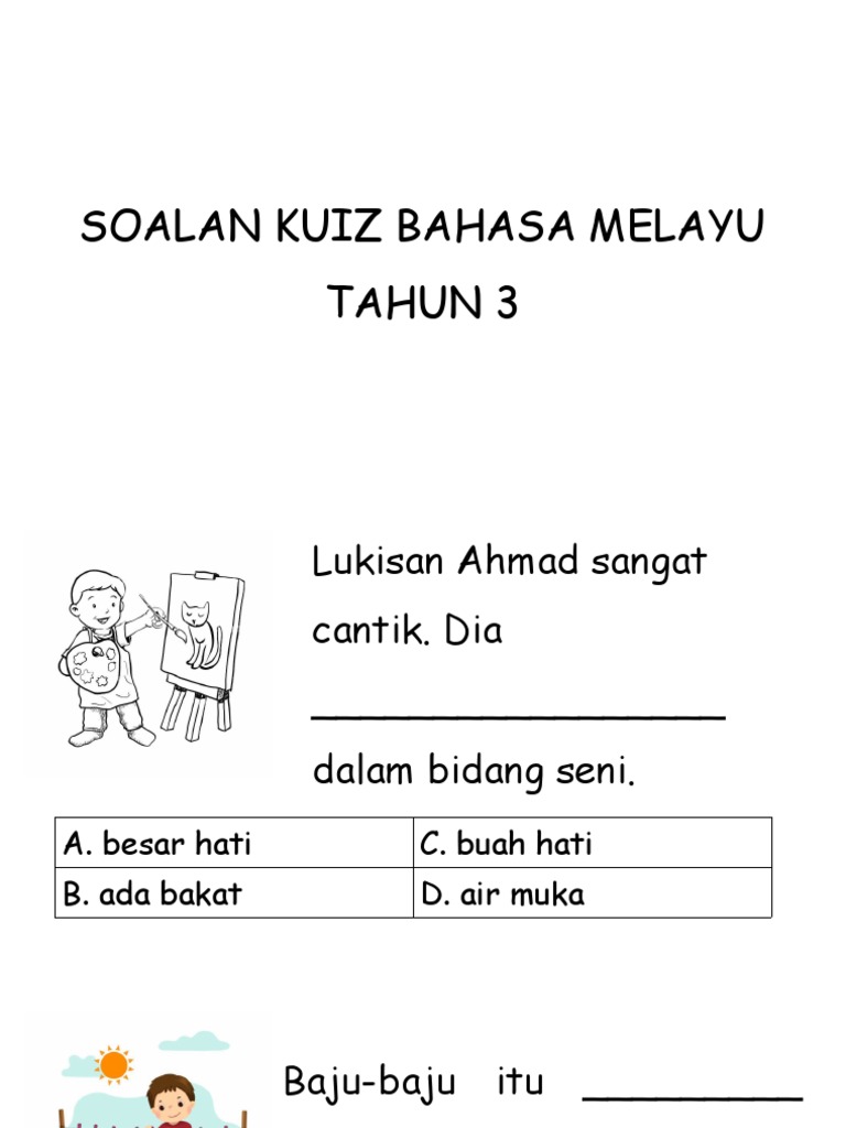Soalan Kuiz Bahasa Melayu Tahun 3 | PDF