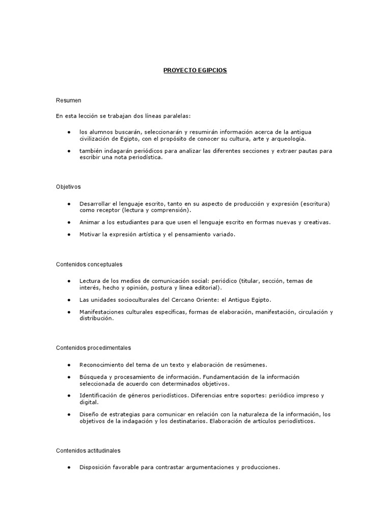 Proyecto Egipcios | PDF