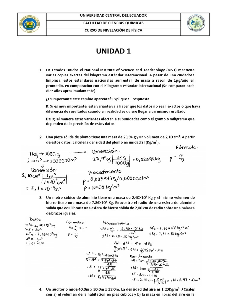 Deber XD | PDF | Exactitud y precisión | Masa