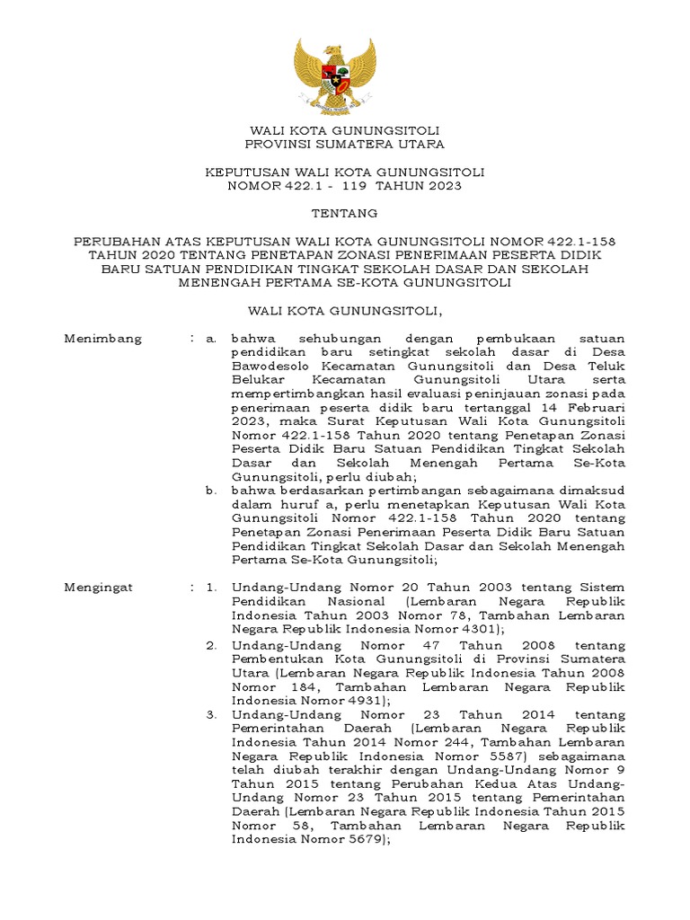 FINAL SK PERUBAHAN ZONASI Tahun 2023 Di Tanda Tangani | PDF