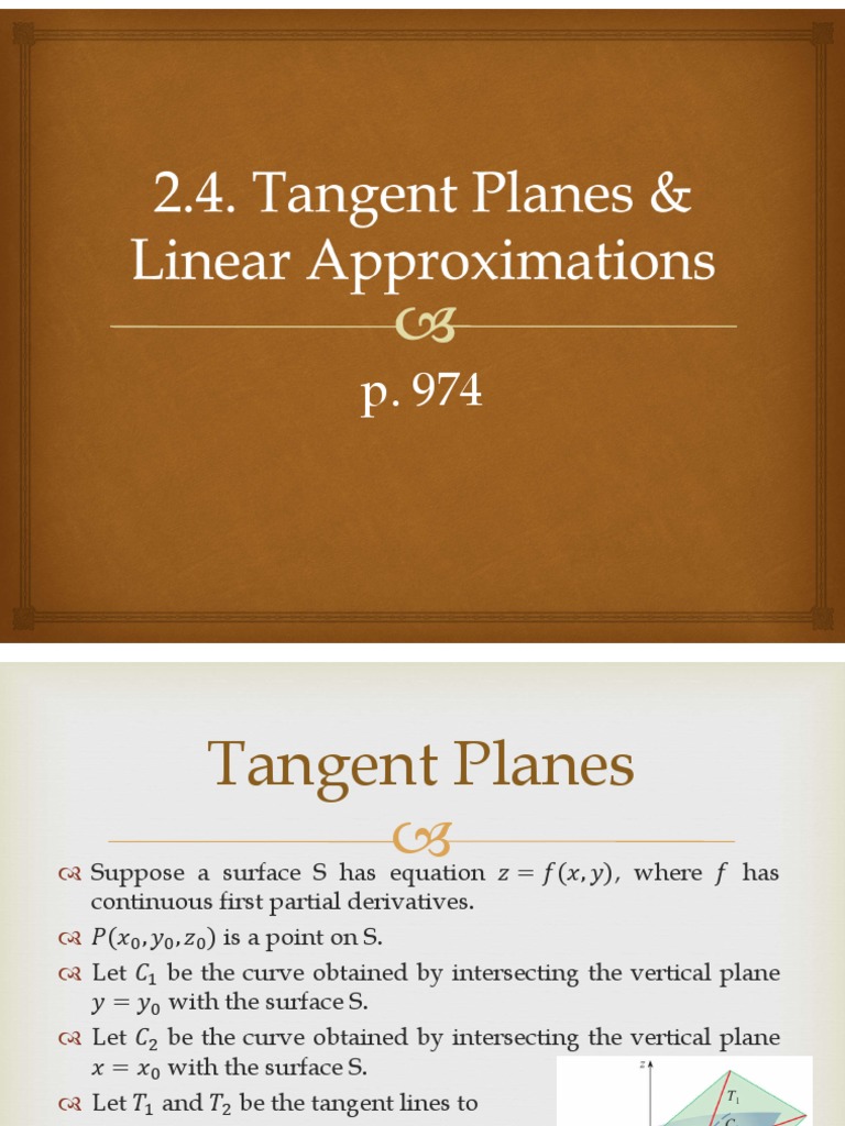 2.4 To 2.6 Tangent Planes and Linear Approximations, Chain Rule and Directional Derivatives | PDF