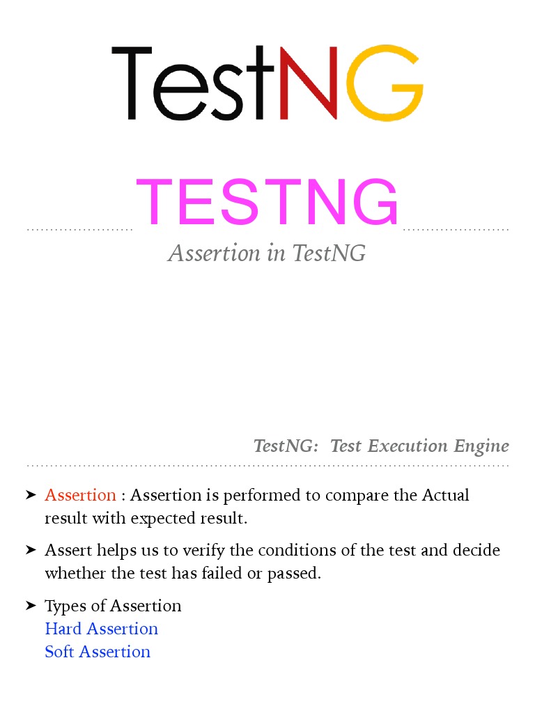 TestNG Assertions Guide | PDF