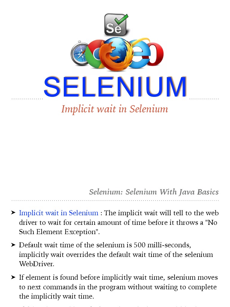 Implicit Wait in Selenium PDF | PDF