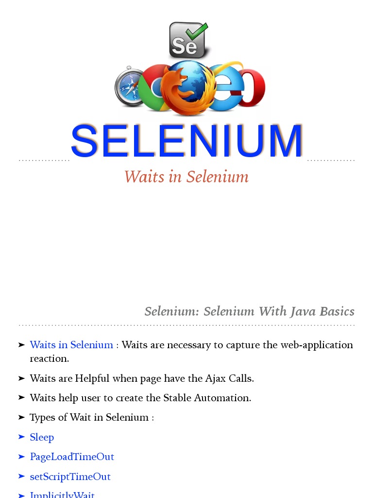 Waits in Selenium PDF | PDF Waits in Selenium PDF | PDF