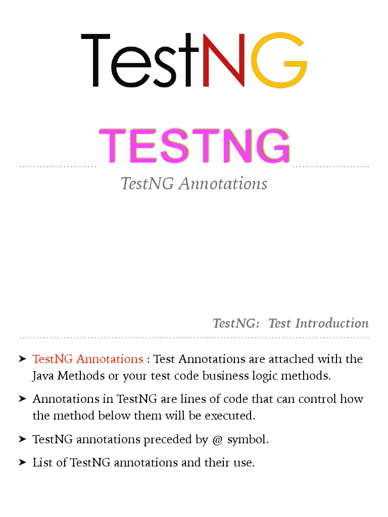 TestNG Annotations PDF | PDF TestNG Annotations PDF | PDF