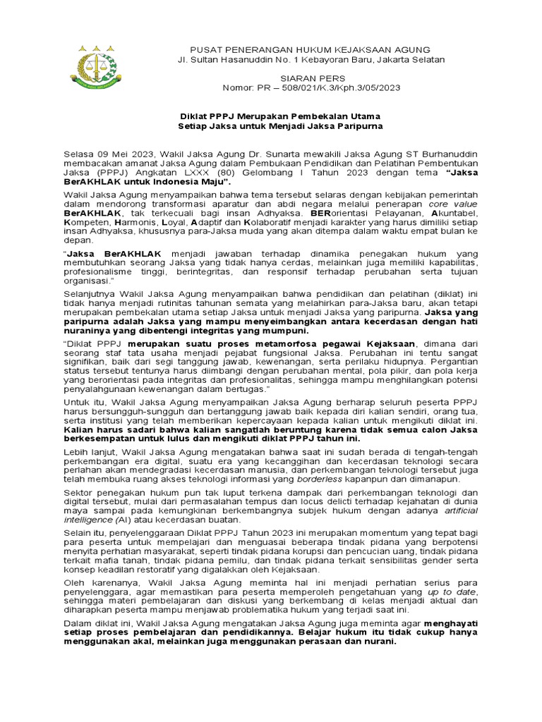 PR Waja PPPJ 09052023 | PDF