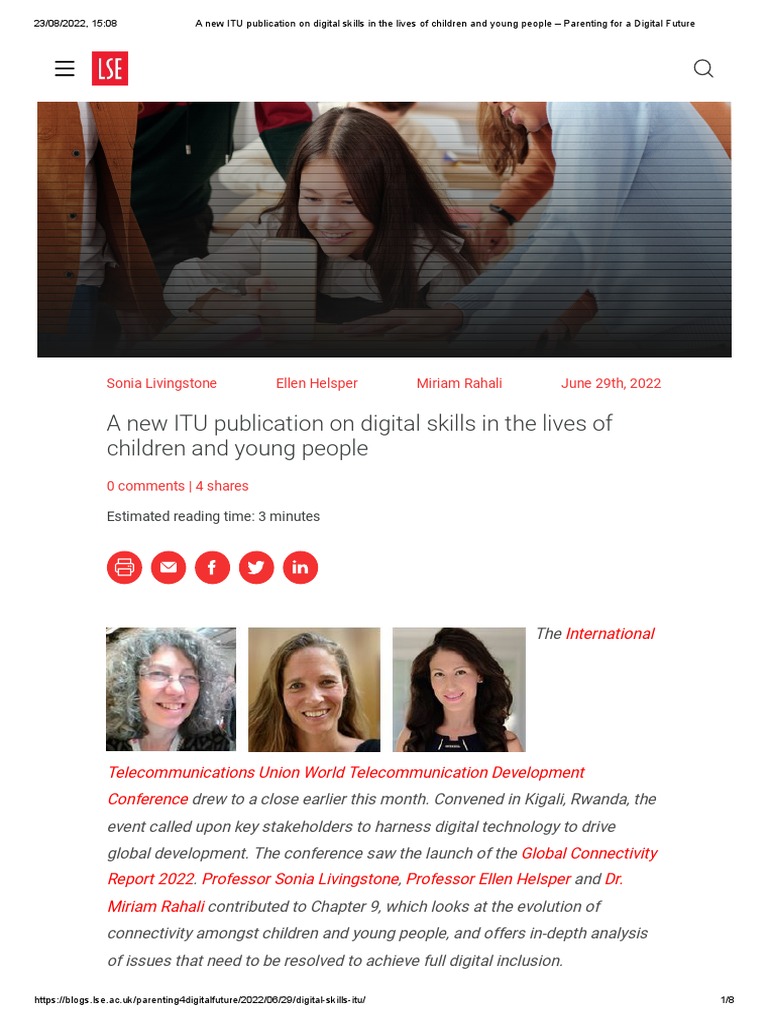 A New ITU Publication On Digital Skills in The Lives of Children and Young People | PDF