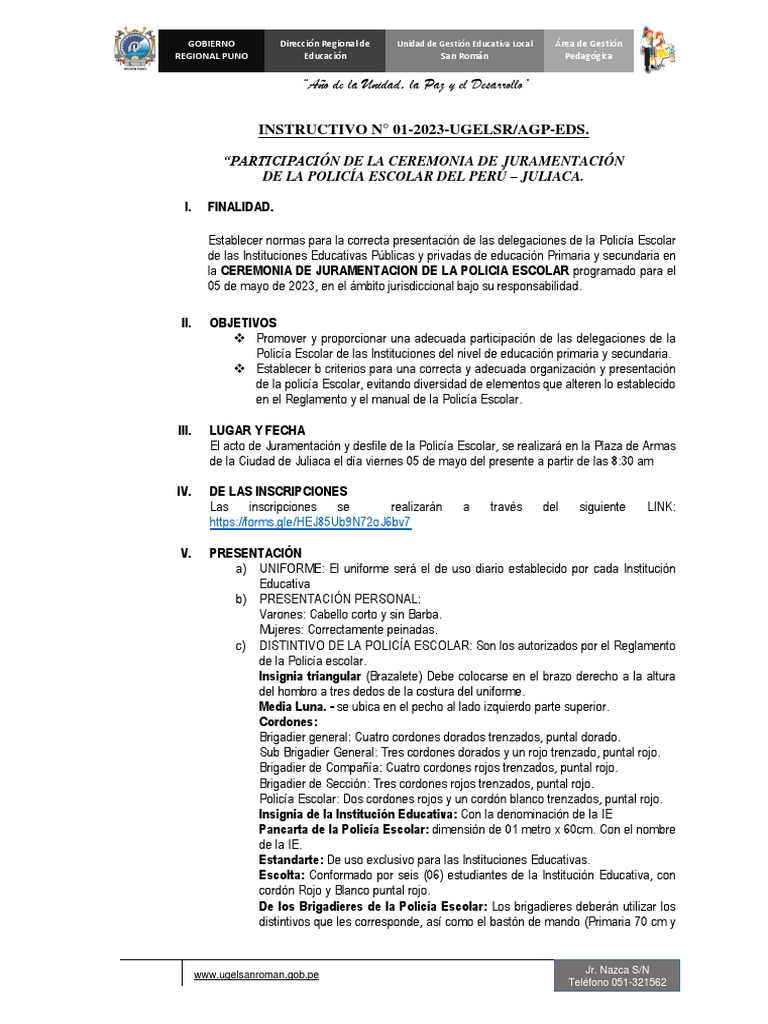 Instructivo 01 - 2023 | PDF | Policía