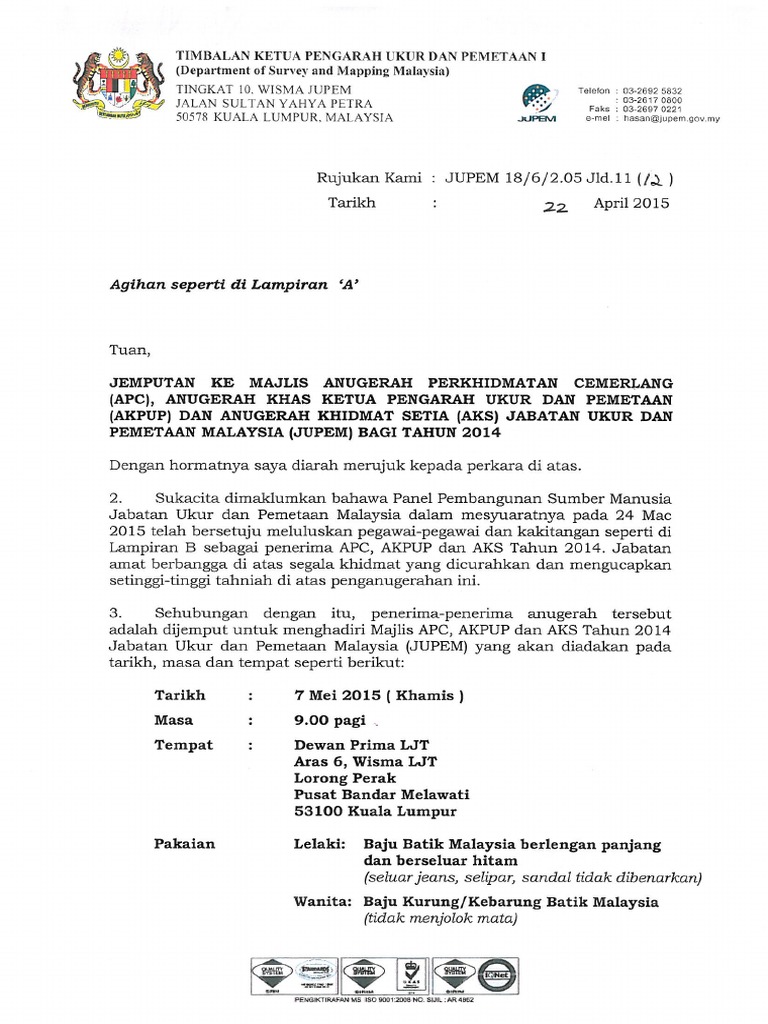 Surat Jemputan APC, AKPU, AKS PDF | PDF