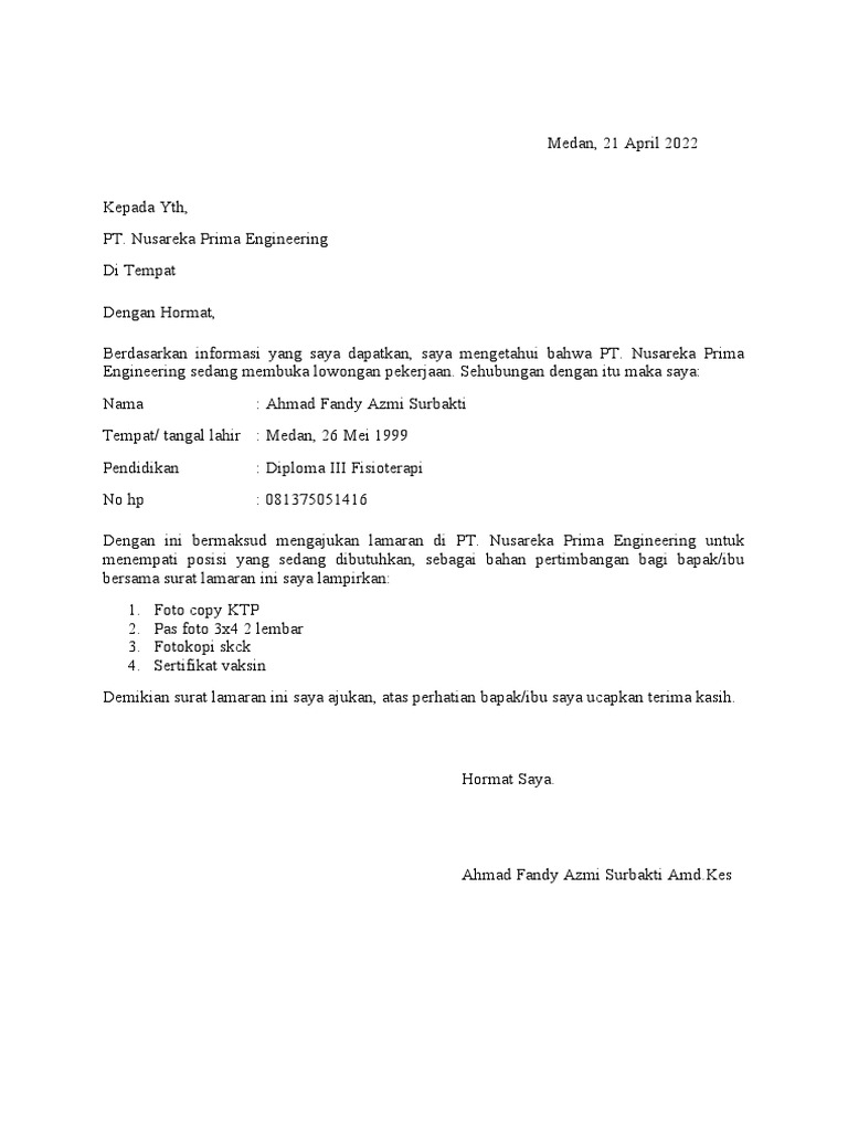 Contoh Cover letter | PDF