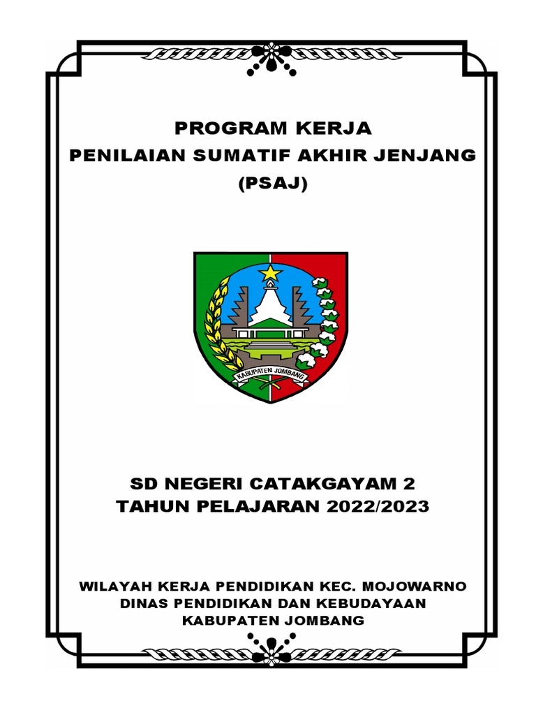 Program Kerja Psaj 2023 SDN Catakgayam 2 Kec. Mojoarno | PDF