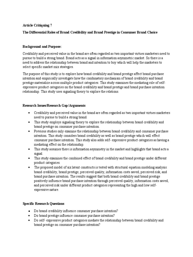 The Differential Roles of Brand Credibility and Brand Prestige in ...