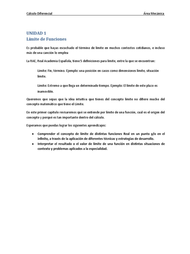 Límite de Funciones en Cálculo Diferencial | PDF | Límite (Matemáticas ...