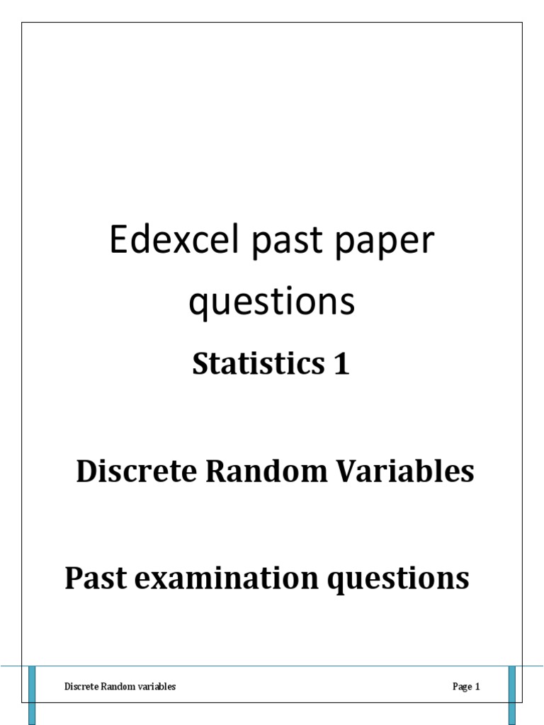 Edexcel Statistics 1 Past Papers | PDF | Probability Distribution ...