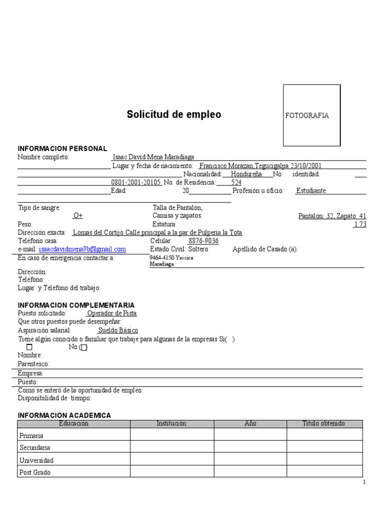 18 Solicitud de Empleo | PDF