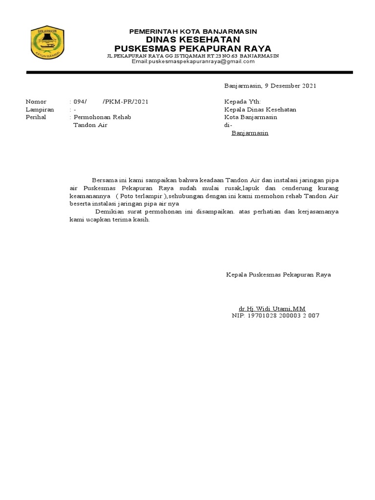Permohonan Pembuatan Tandon | PDF