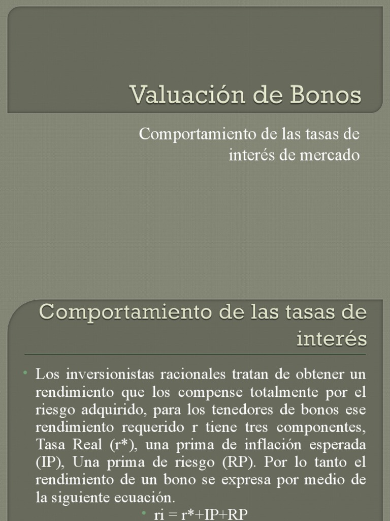 Valuación de Bonos | PDF | Inflación | Tasas de interés