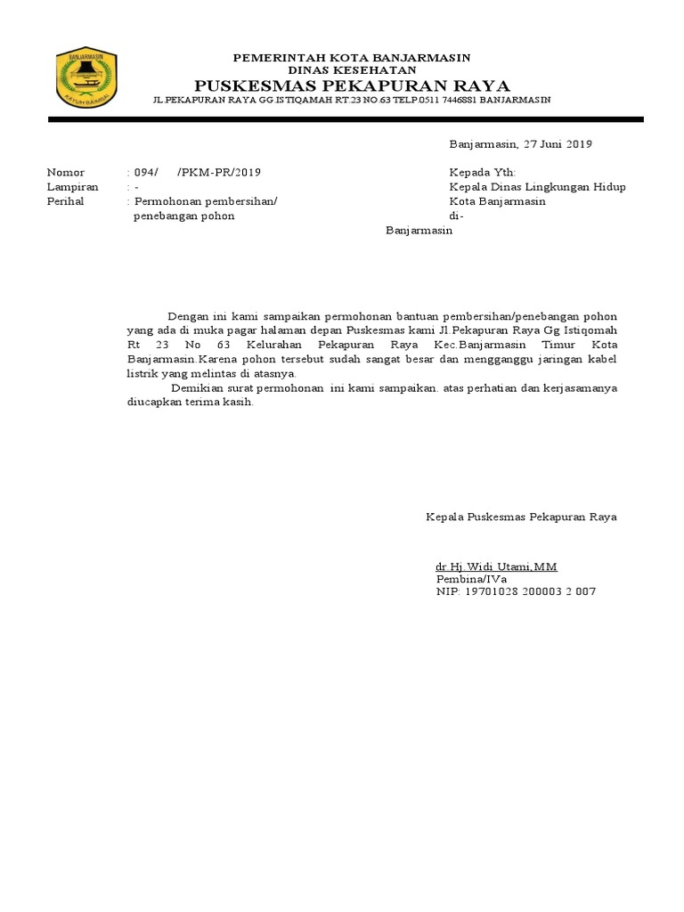 Permohonan Penebangan Pohon Ke DLH | PDF