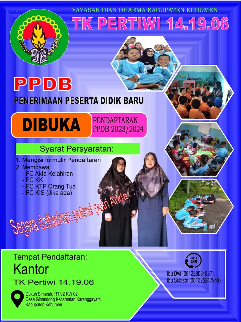 Brosur PPDB 2023 - TK Pertiwi 14.19.06 - Ok | PDF