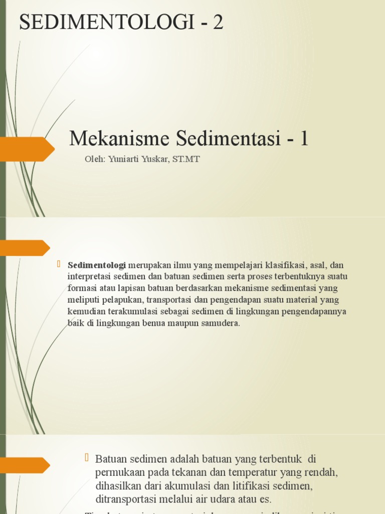Kuliah 2 - Mekanisme Sedimentasi-1 | PDF