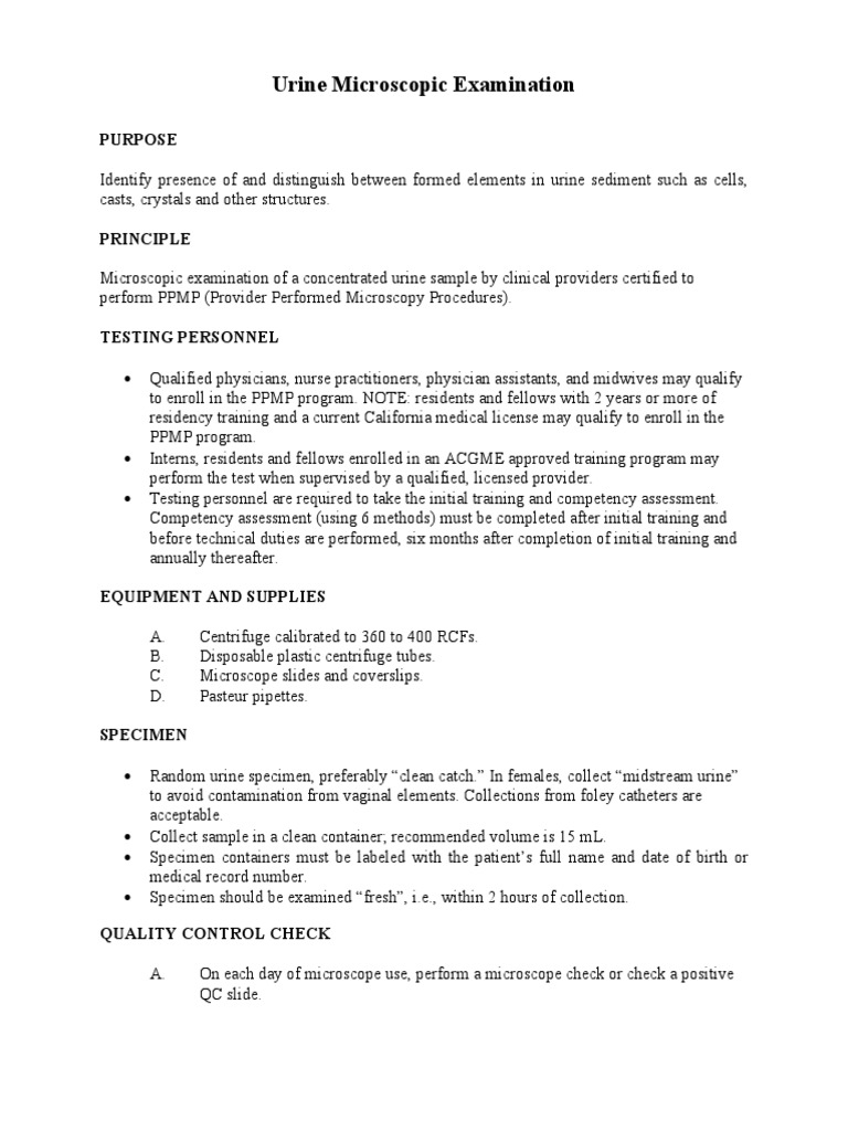 Urine Microscopic Examination Jun2021 | PDF
