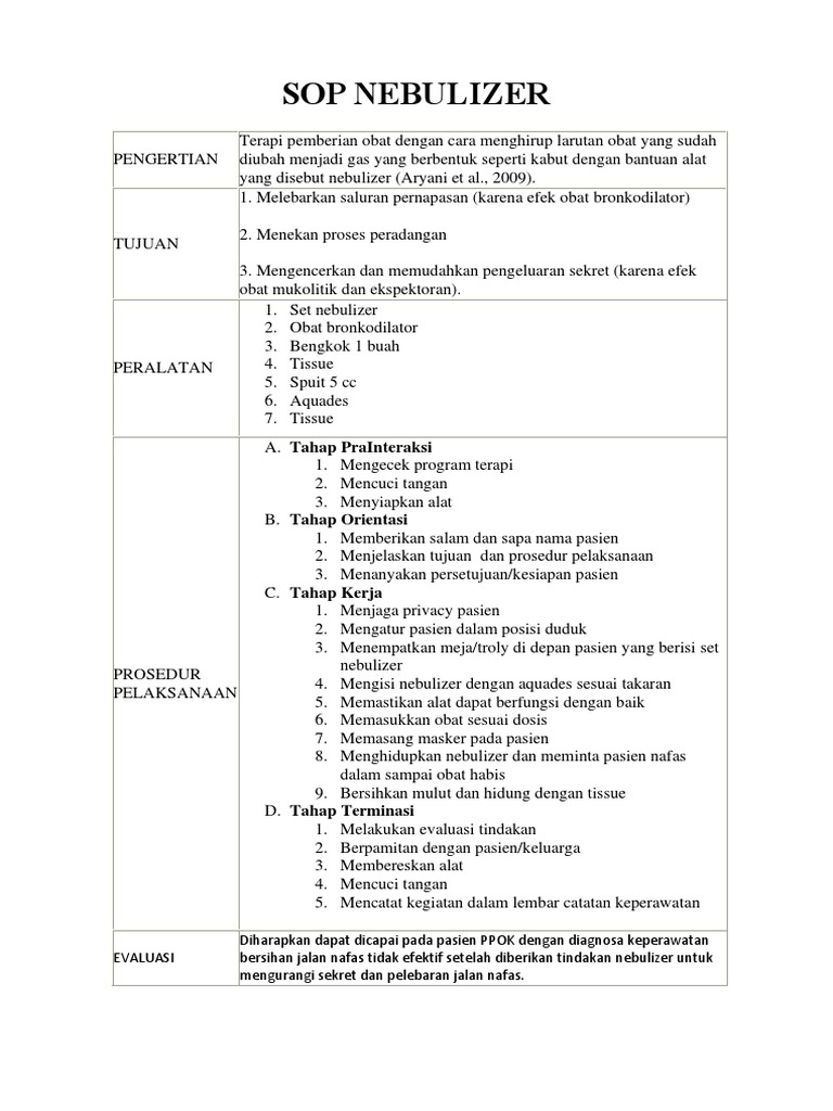 Sop Nebulizer | PDF