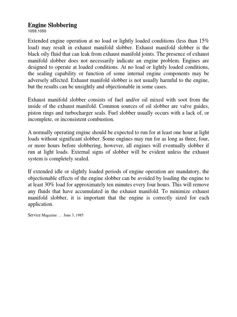 Understanding Engine Slobbering Causes | PDF