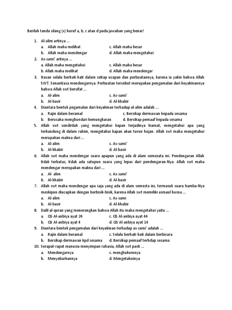 Soal Pai Kls 3 | PDF