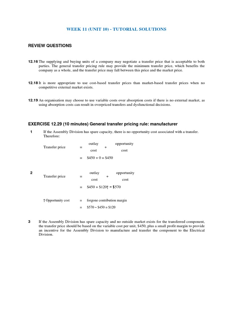 Week 11 solutions | PDF | Cost | Marginal Cost