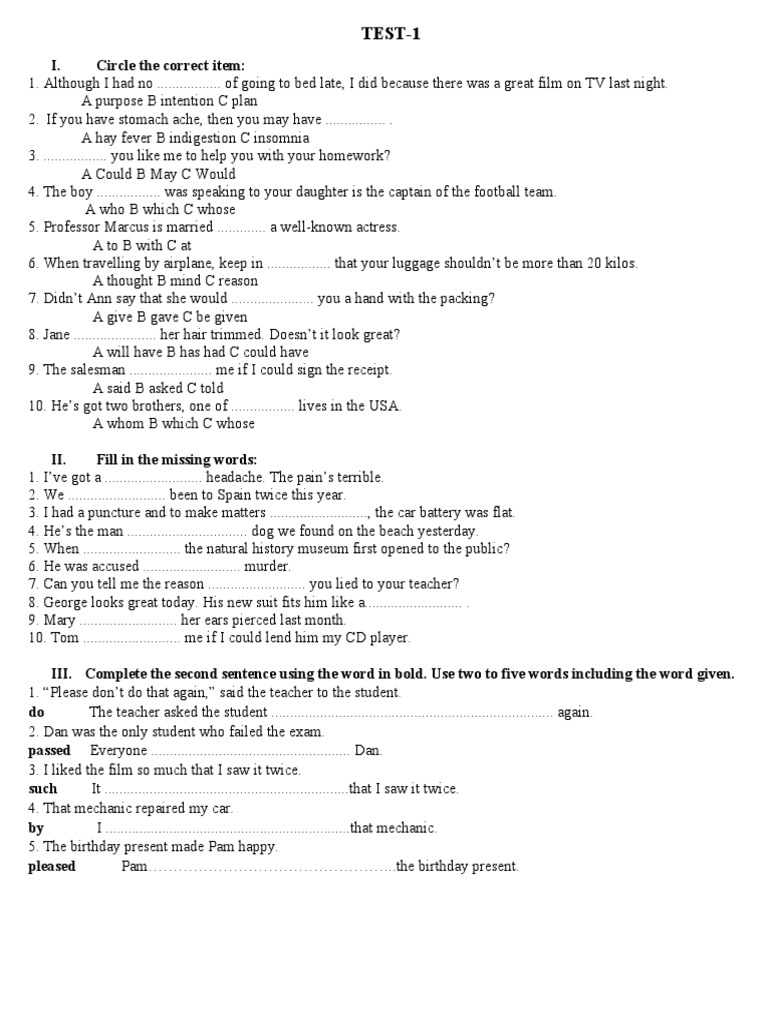 English Language Test Practice | PDF