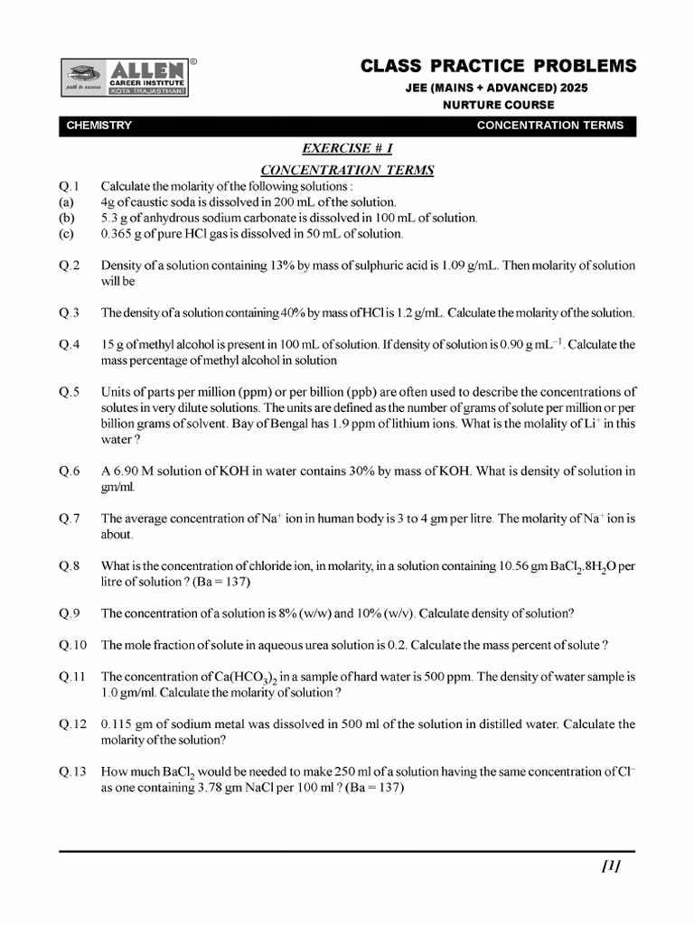Concentration Terms PDF | PDF