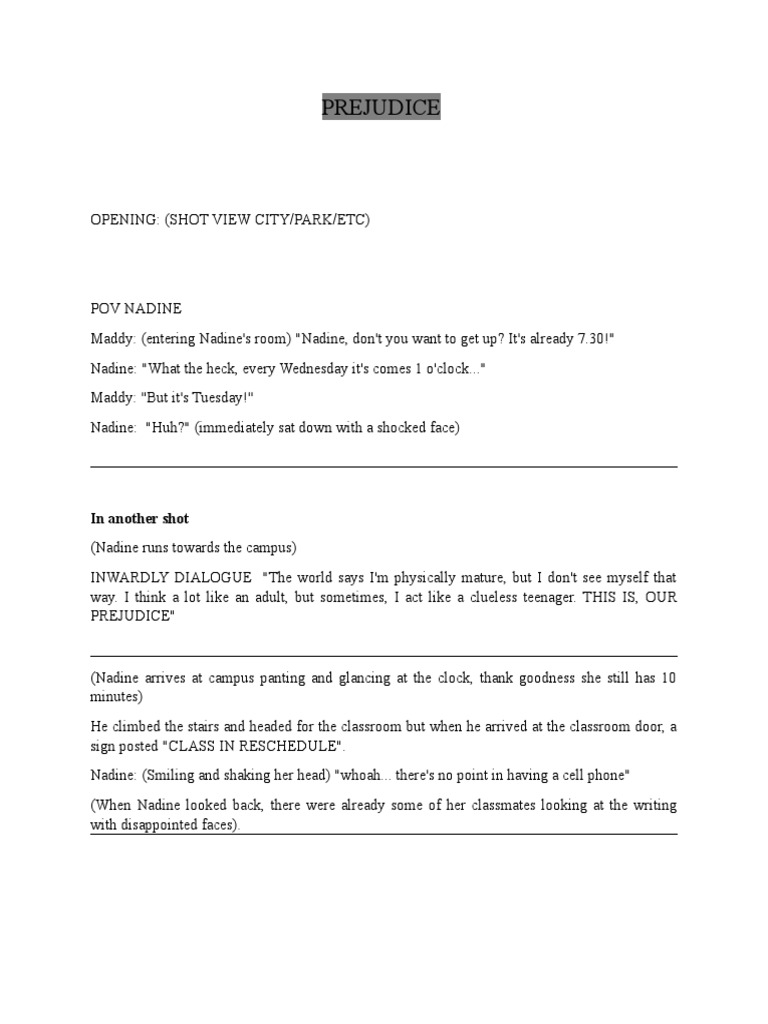 Prejudice - English Script. | PDF