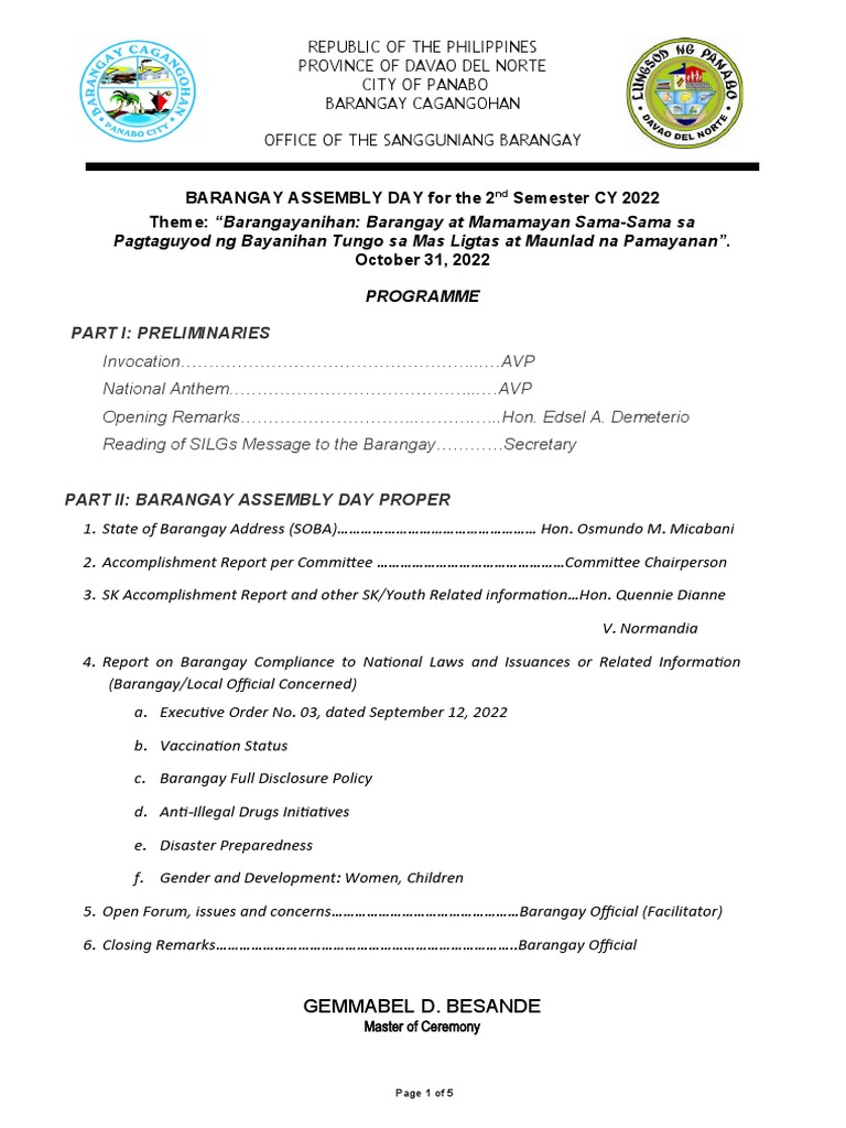 Barangay Assembly Minutes | PDF