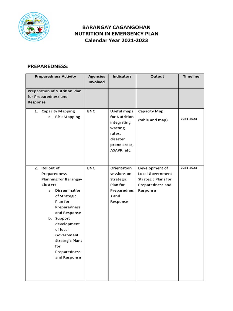 Nutrition Emergency Plan | Download Free PDF | Emergency Management ...