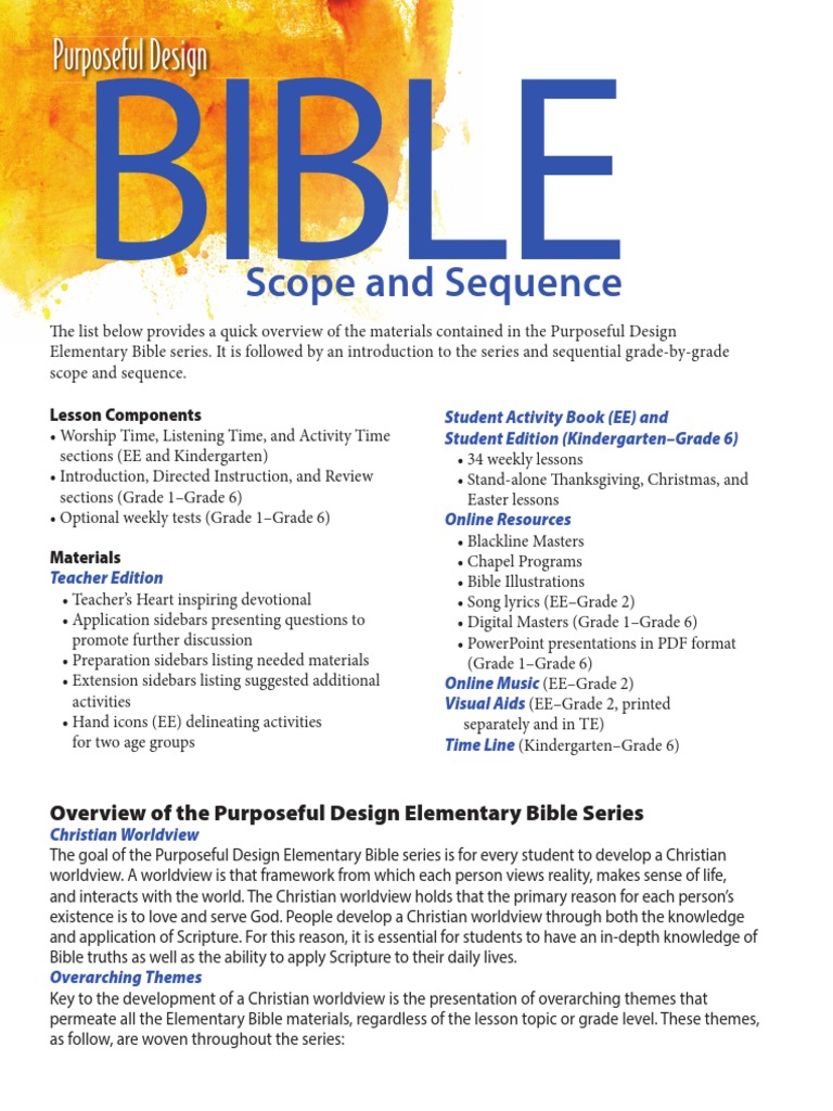 Bible Series Scope and Sequence | PDF | Jesus | Paul The Apostle