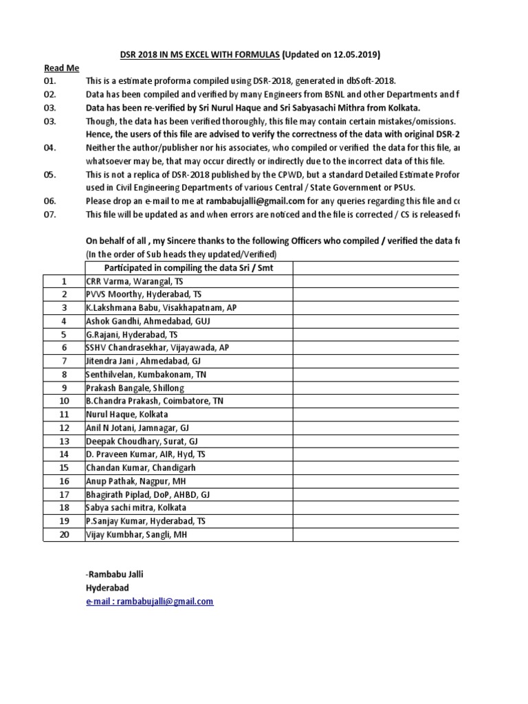 DSR 2018 IN MS EXCEL Revised | PDF | Concrete | Fly Ash