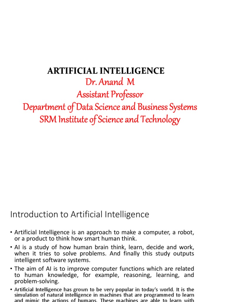 AI Unit-1 | PDF | Artificial Intelligence | Intelligence (AI) & Semantics